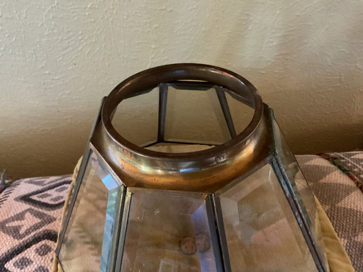 Vintage Beveled Glass and Brass Light Shade Sconce fixture ceiling fan